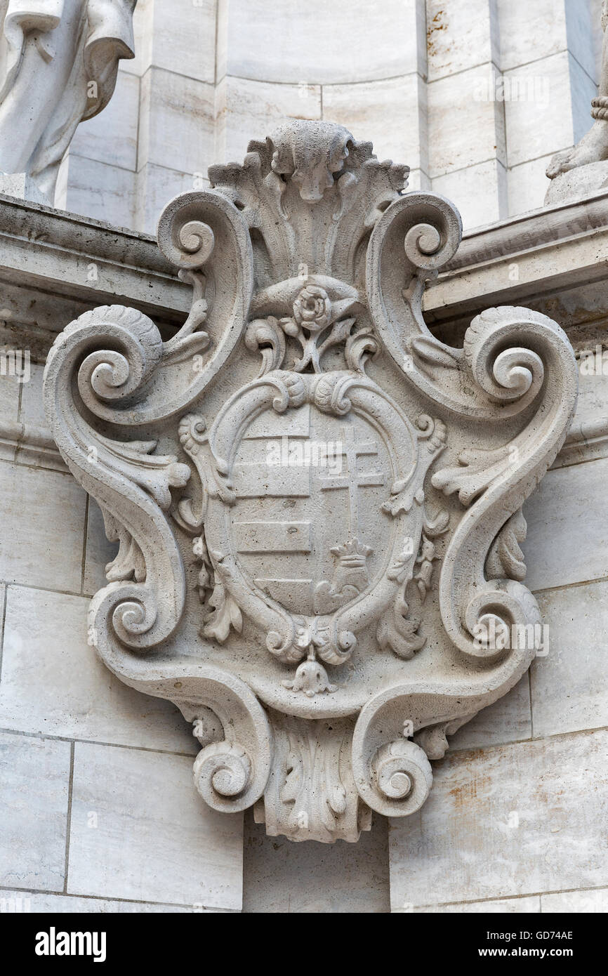 Ancient Coat of Arms on Holy Trinity Column on Trinity Square in front ...