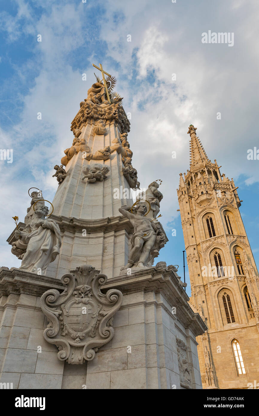 Holy Trinity Column in front of Matthias church in Buda Castle district ...