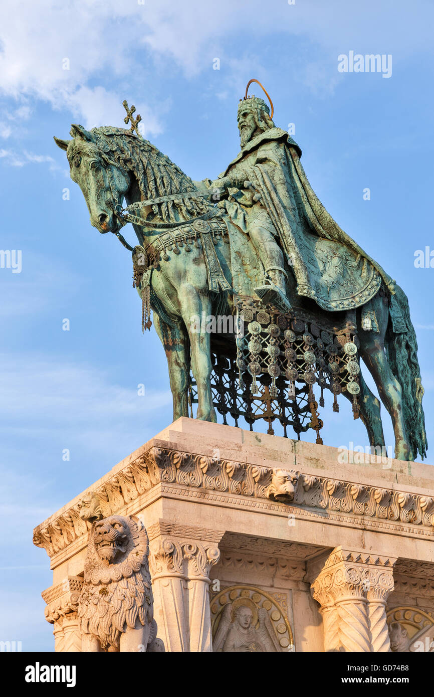 Statue of Saint Stephen I - the first king of Hungary in front of ...