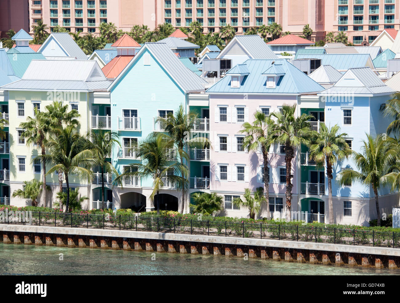 The colorful residential district built on Paradise Island (The Bahamas ...