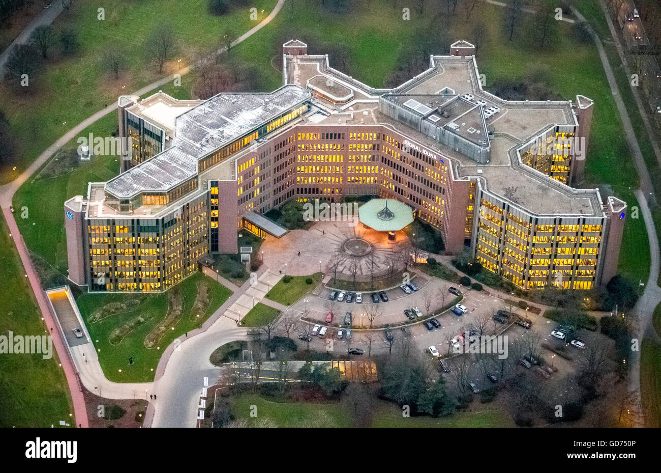 Aerial view, Headquarters Signal Iduna insurance group, Aerial view of ...