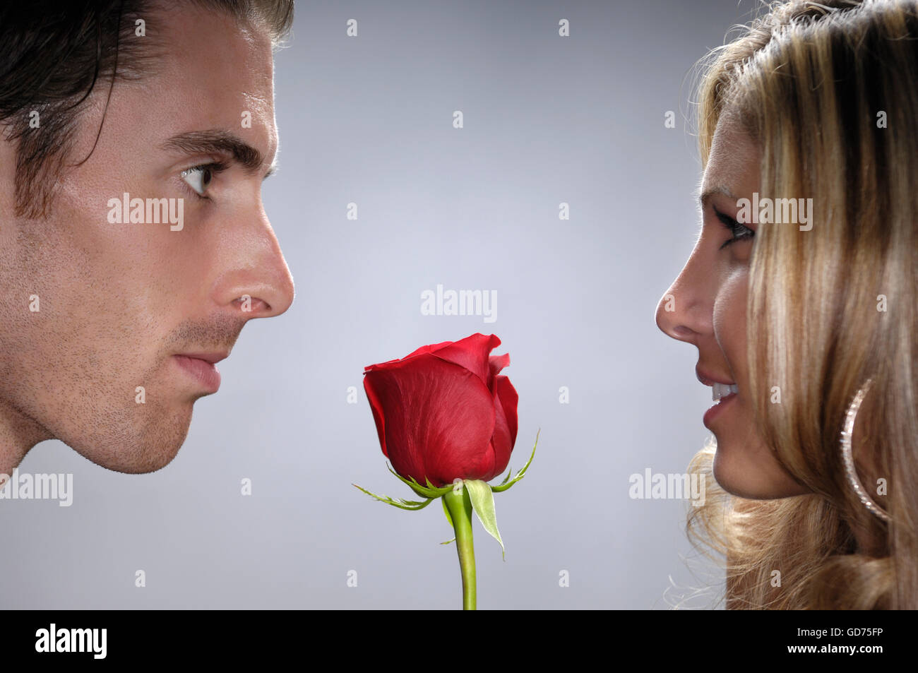 Man And Woman In Profile Facing High Resolution Stock Photography and ...