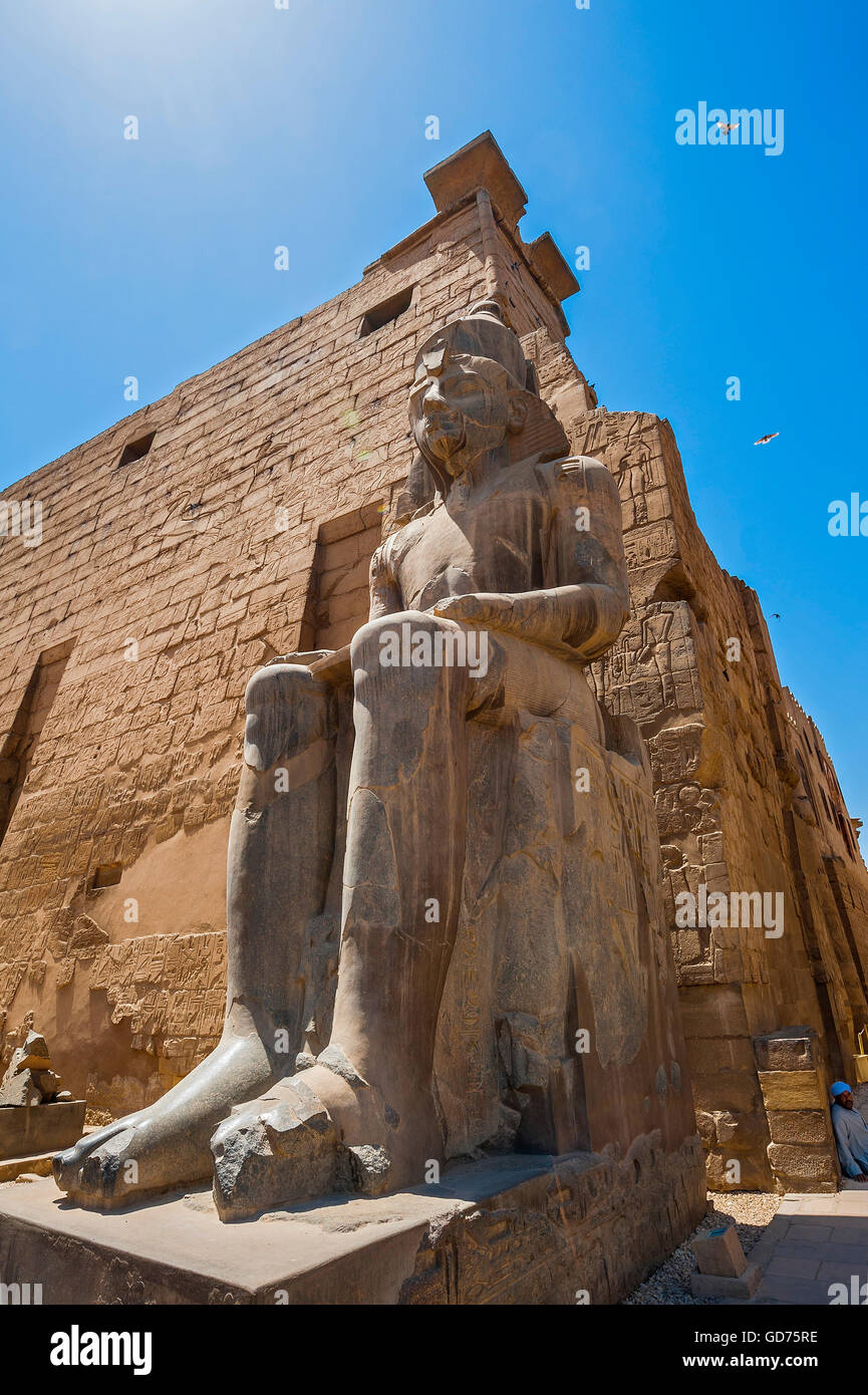 Pylon with Pharaoh, Temple Complex Karnak Temple, Karnak, Luxor, Egypt ...