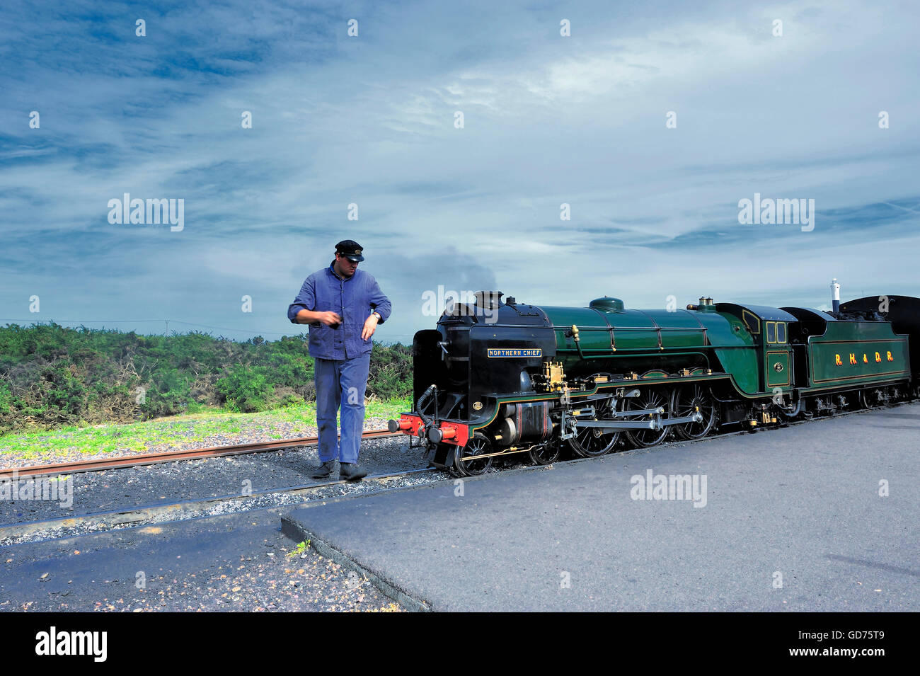 A steam train at the railway station for the Romney, Hythe and ...