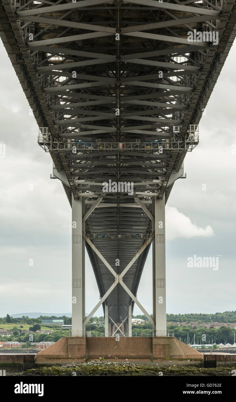 Detail of tower base,Forth Road bridge,North Queensferry,Fife,Scotland ...