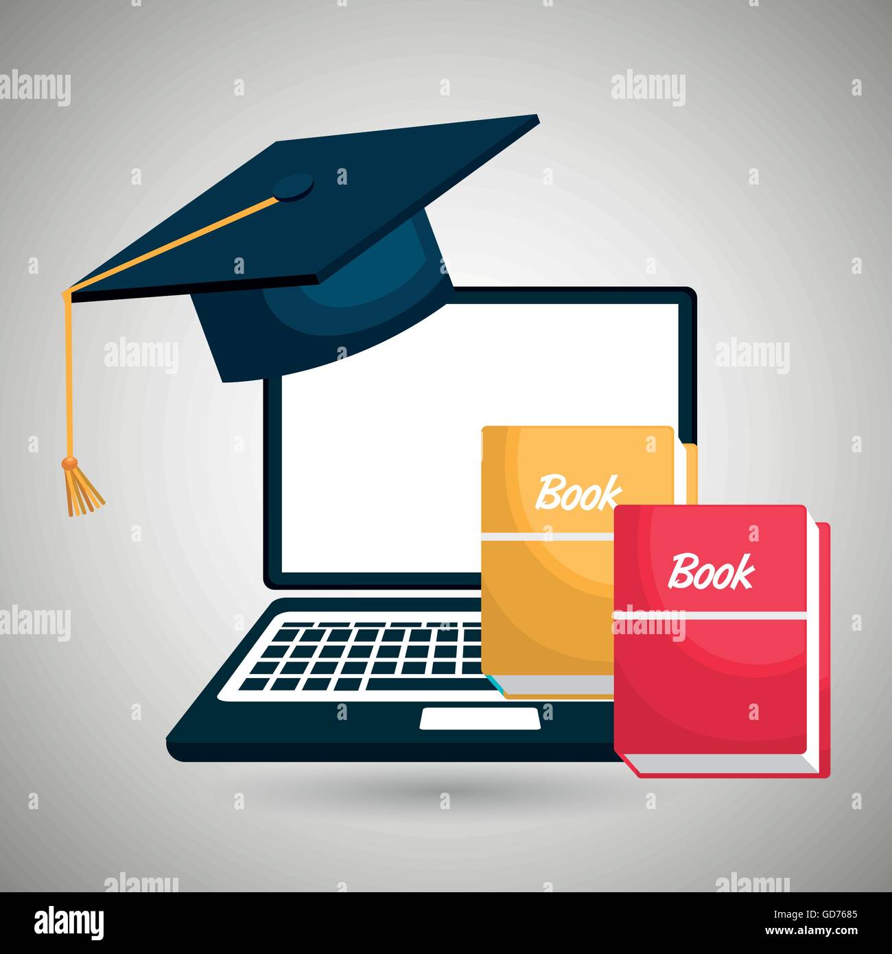 computer and books isolated icon design Stock Vector Image & Art - Alamy