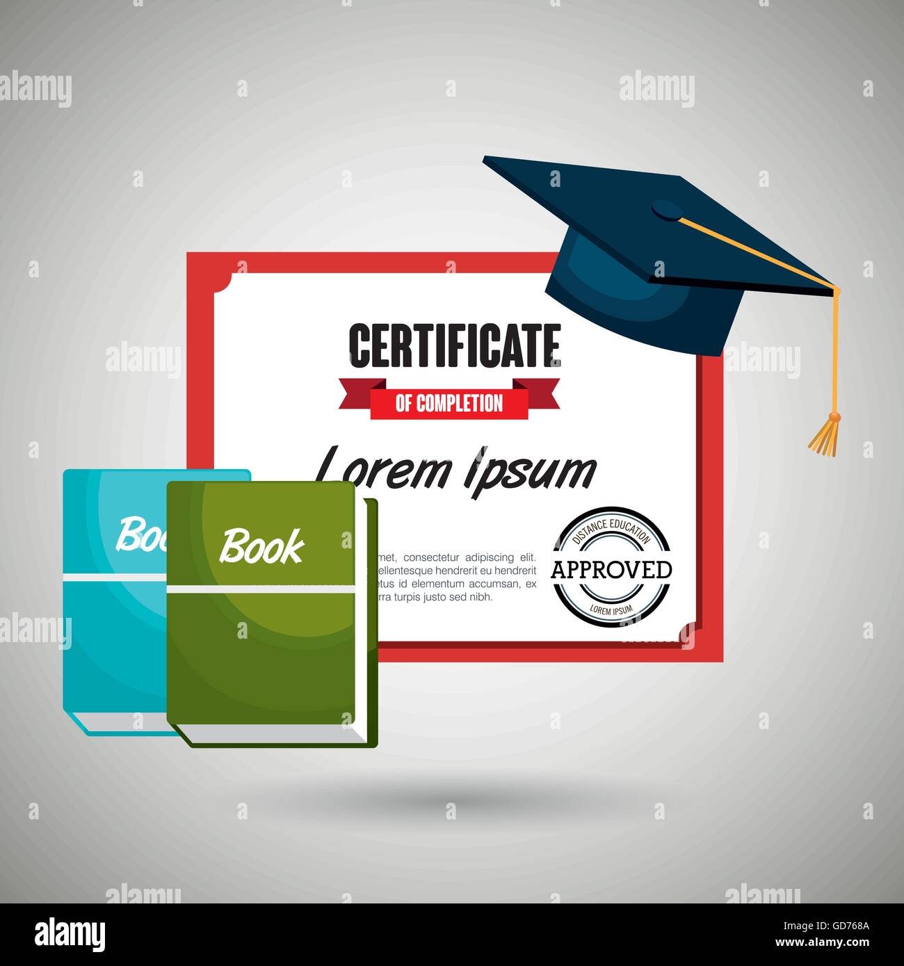 certificate and books isolated icon design Stock Vector Image & Art - Alamy
