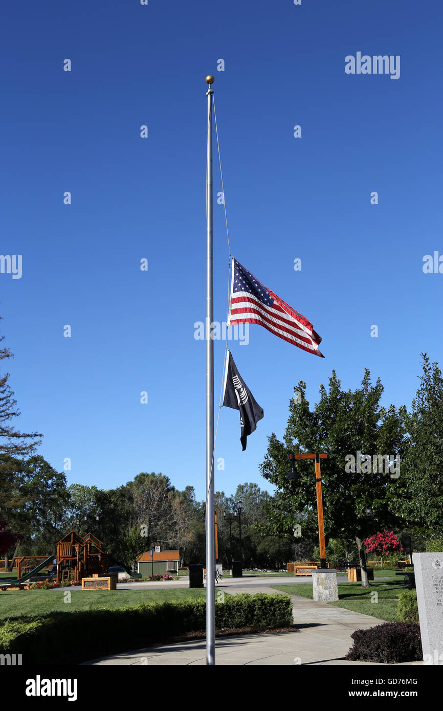 American Flag With Park In Background Stock Photo - Alamy