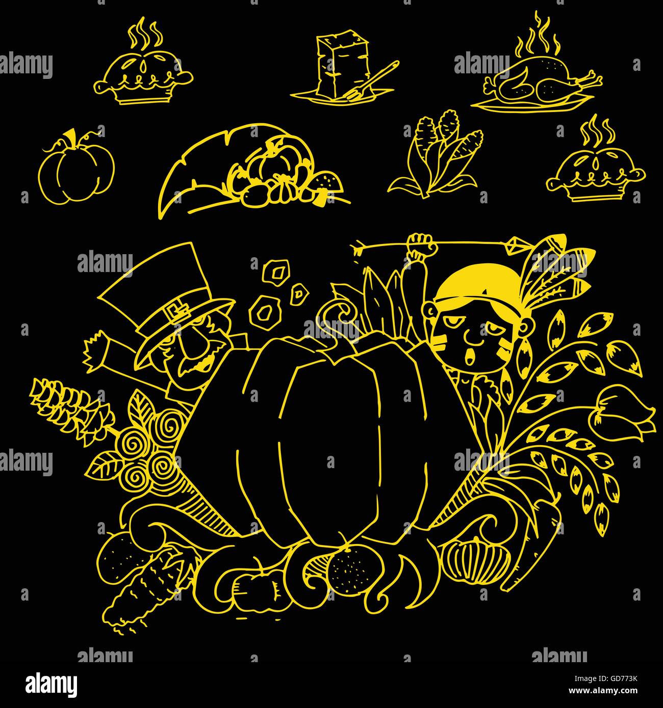 Thanksgiving doodle art vector Stock Vector Image & Art - Alamy
