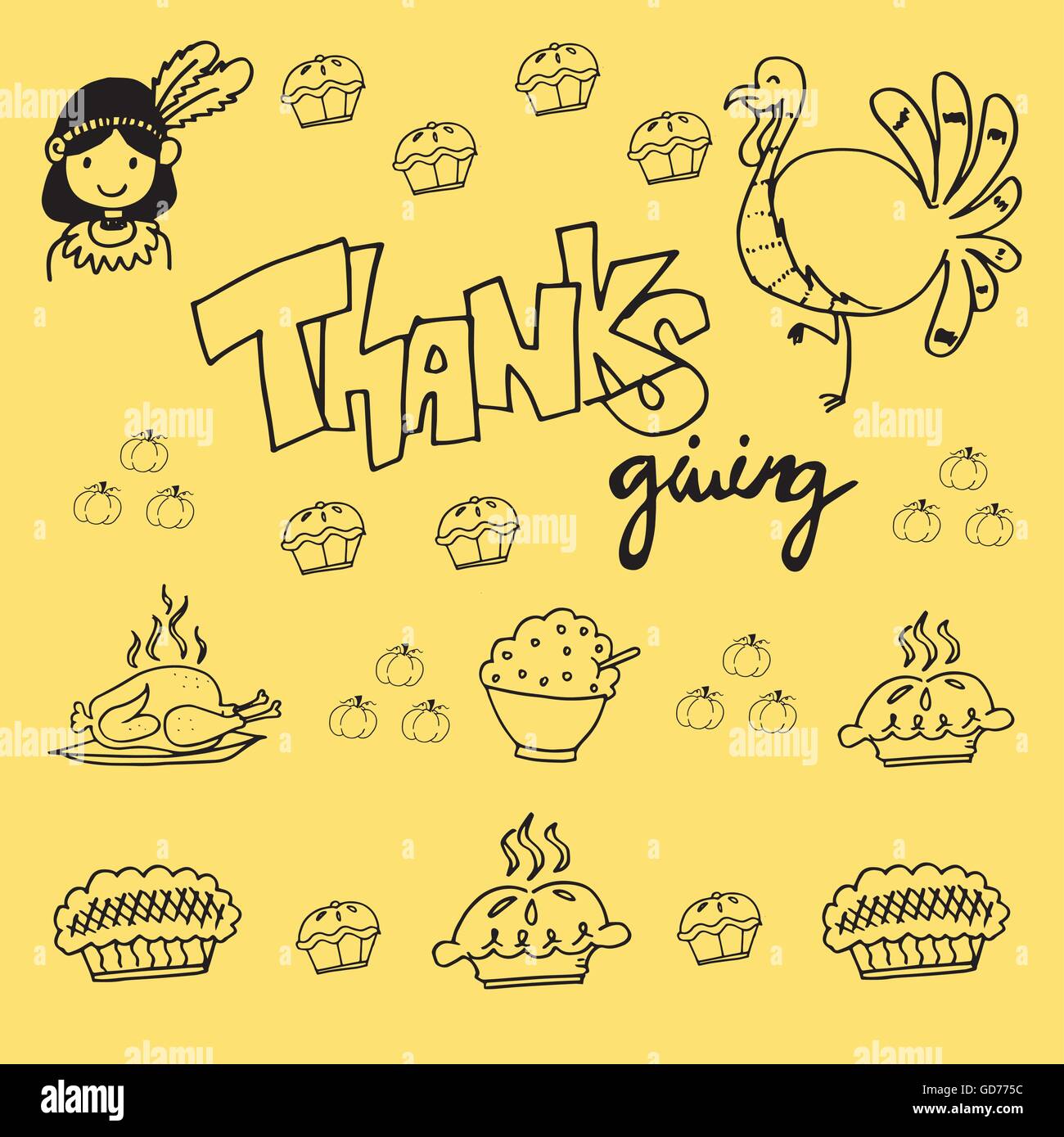 Thanksgiving element doodle vector Stock Vector Image & Art - Alamy