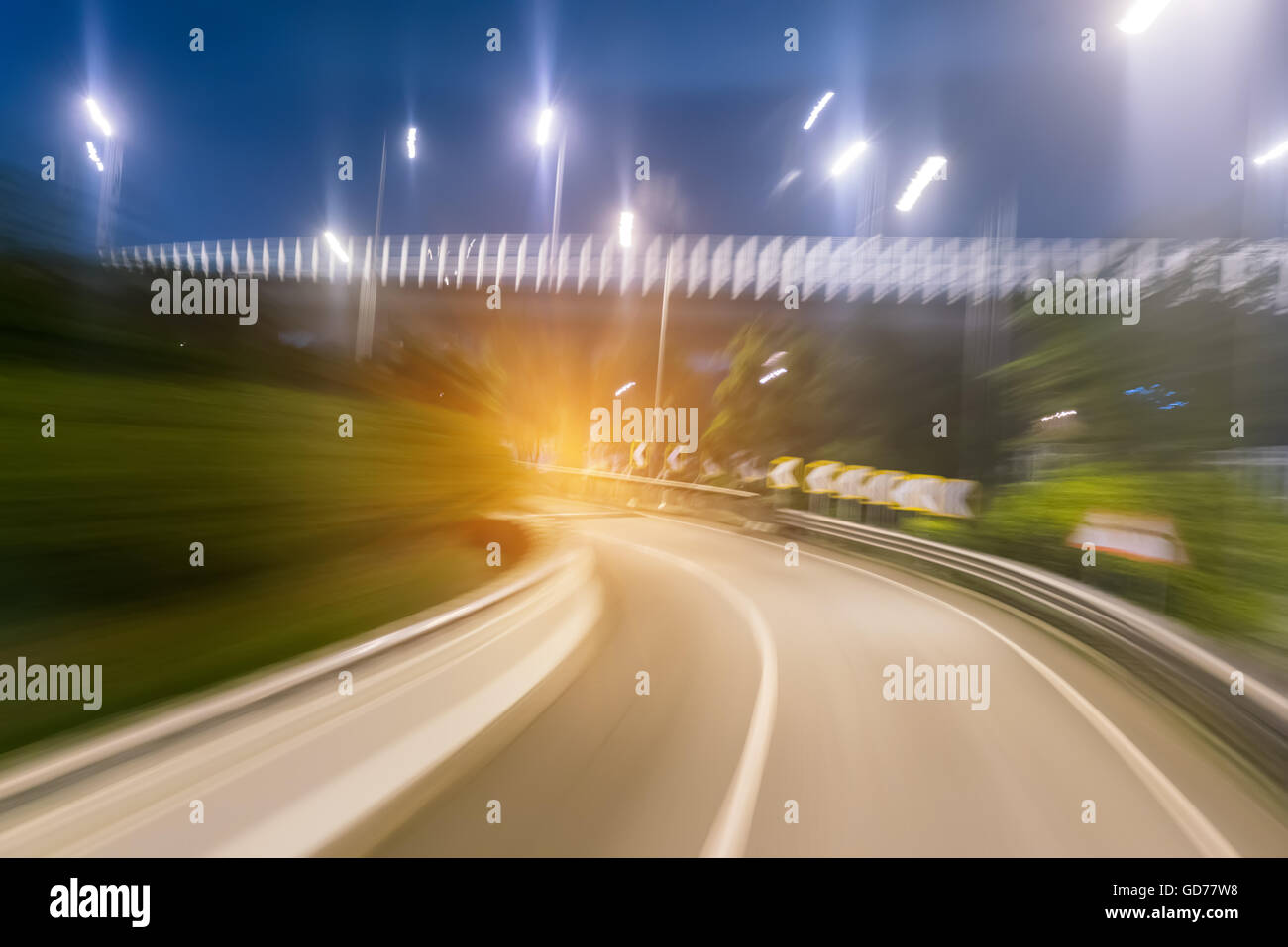 car moving fast in road Stock Photo - Alamy