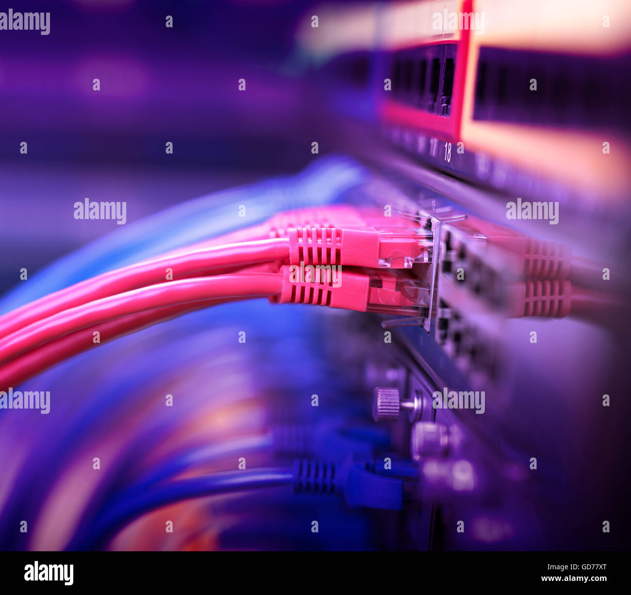 Network panel, switch and cable in data center Stock Photo - Alamy