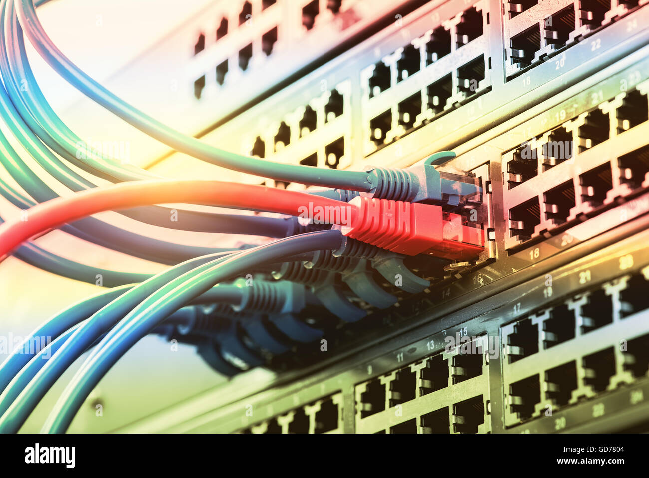 Network panel, switch and cable in data center Stock Photo - Alamy