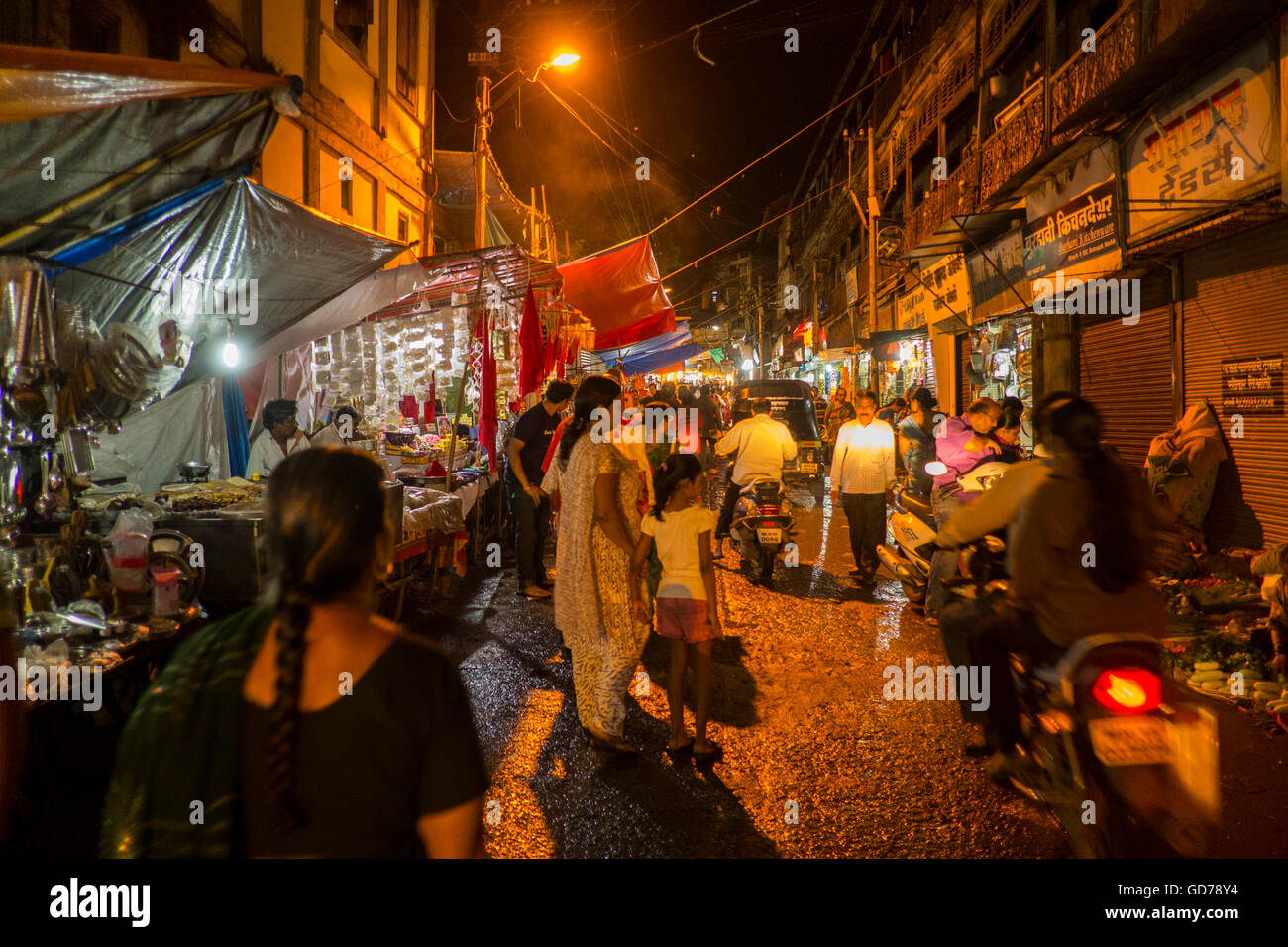 A busy traditional temple market around the Panchavati area of Nashik ...