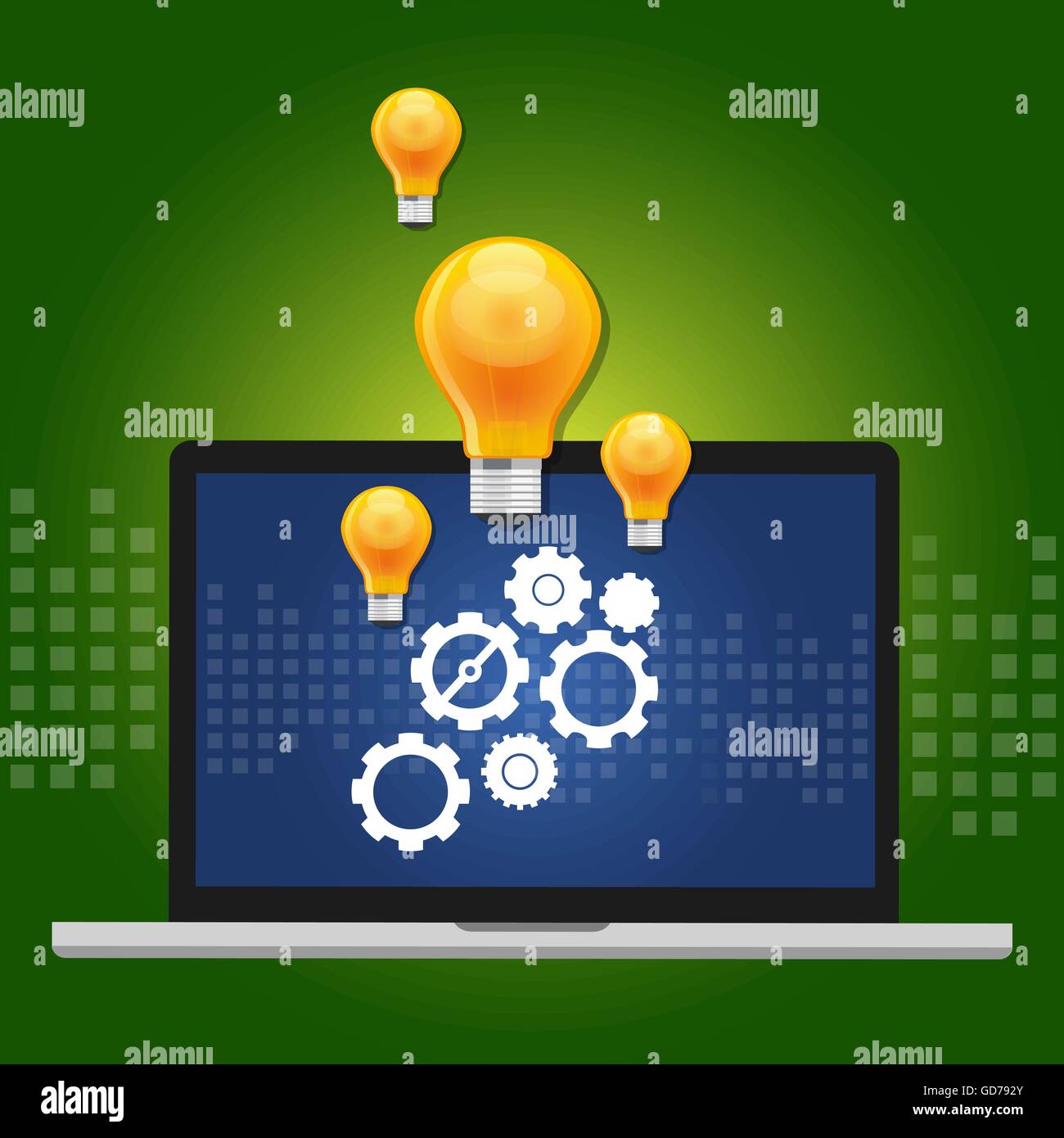 machine learning algorithm concept with gear inside computer and idea as lamp Stock Vector Image ...