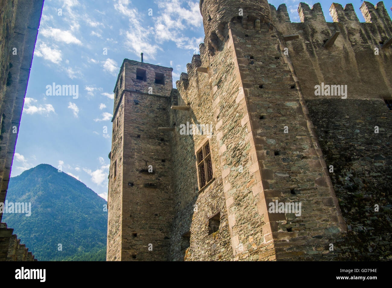 Fenis Castle in the Aosta Valley, Italy Stock Photo - Alamy