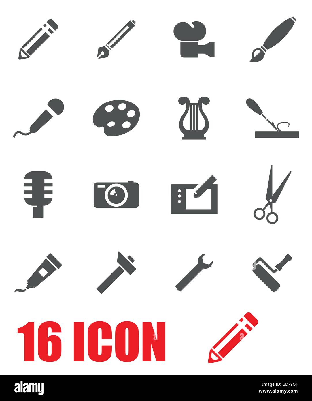 Vector grey art tool icon set Stock Vector Image & Art - Alamy