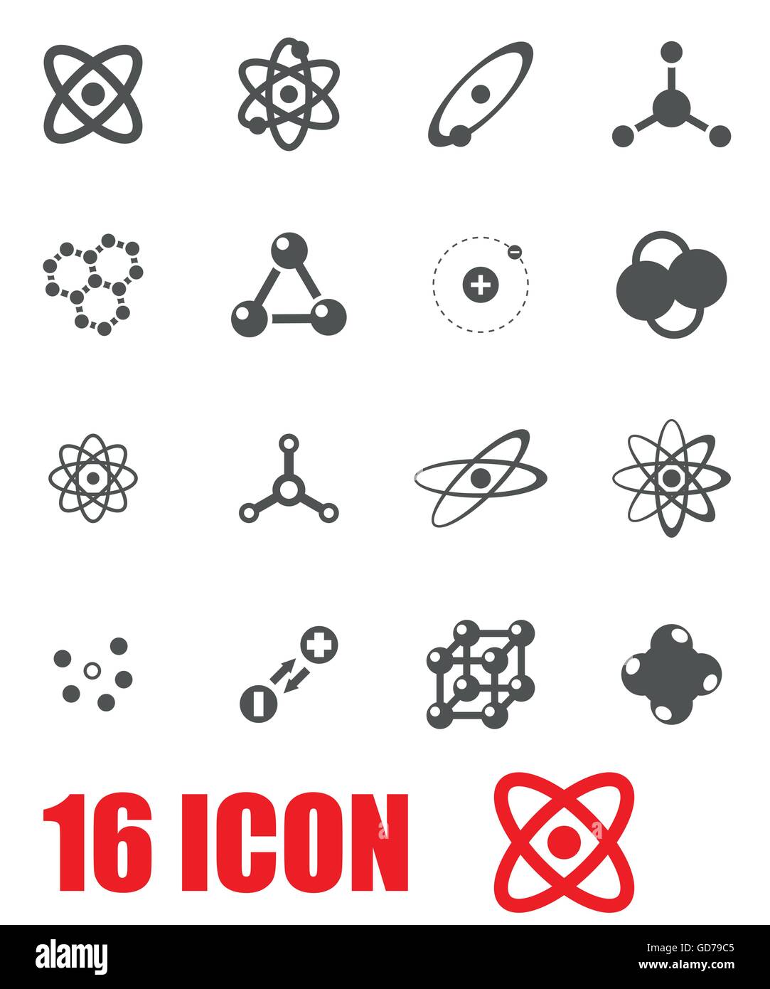 Vector grey atom icon set Stock Vector Image & Art - Alamy
