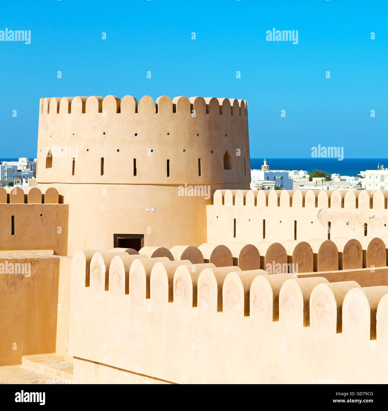 fort battlesment sky and star brick in oman muscat the old defensive ...