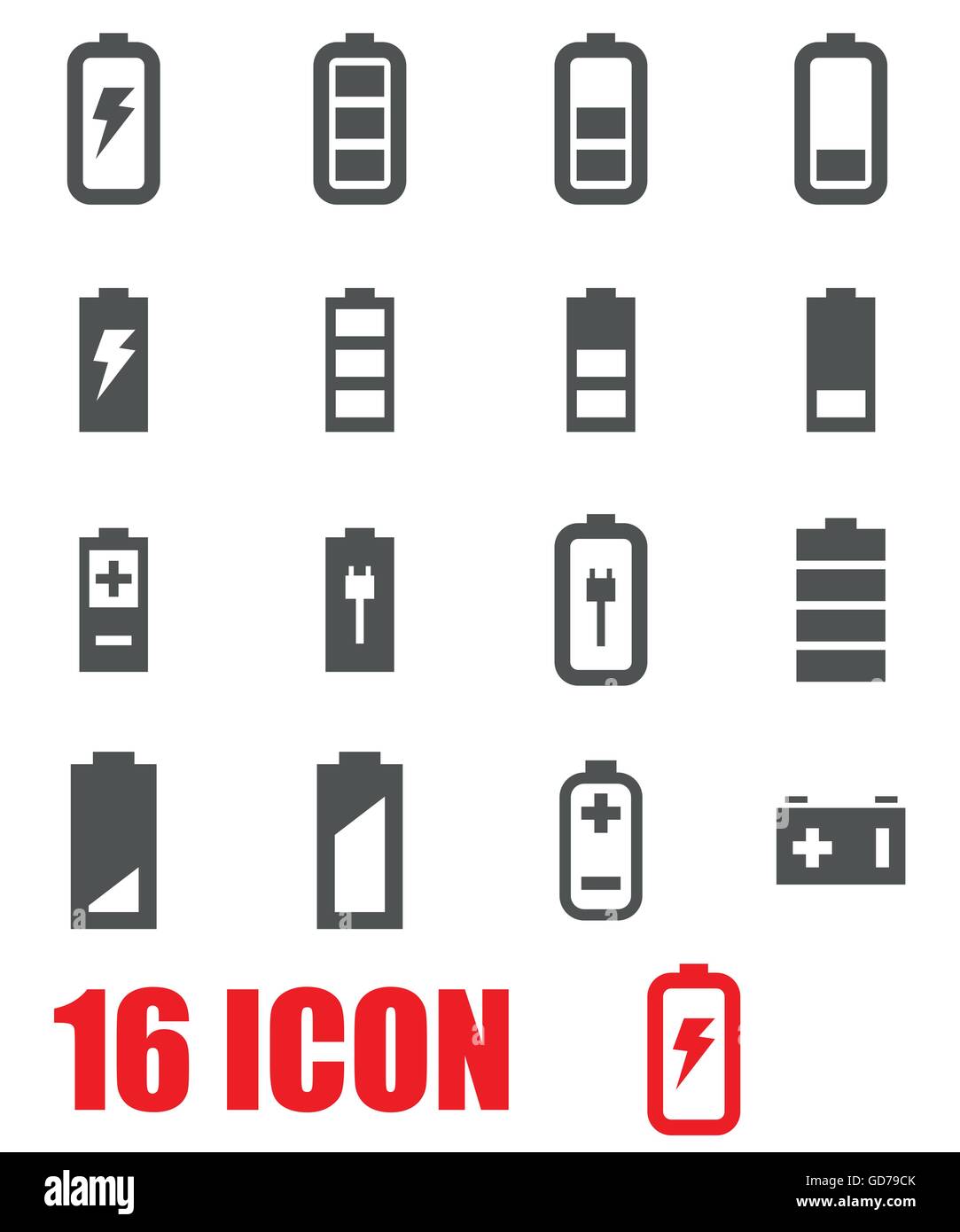 Vector grey battery icon set Stock Vector Image & Art - Alamy