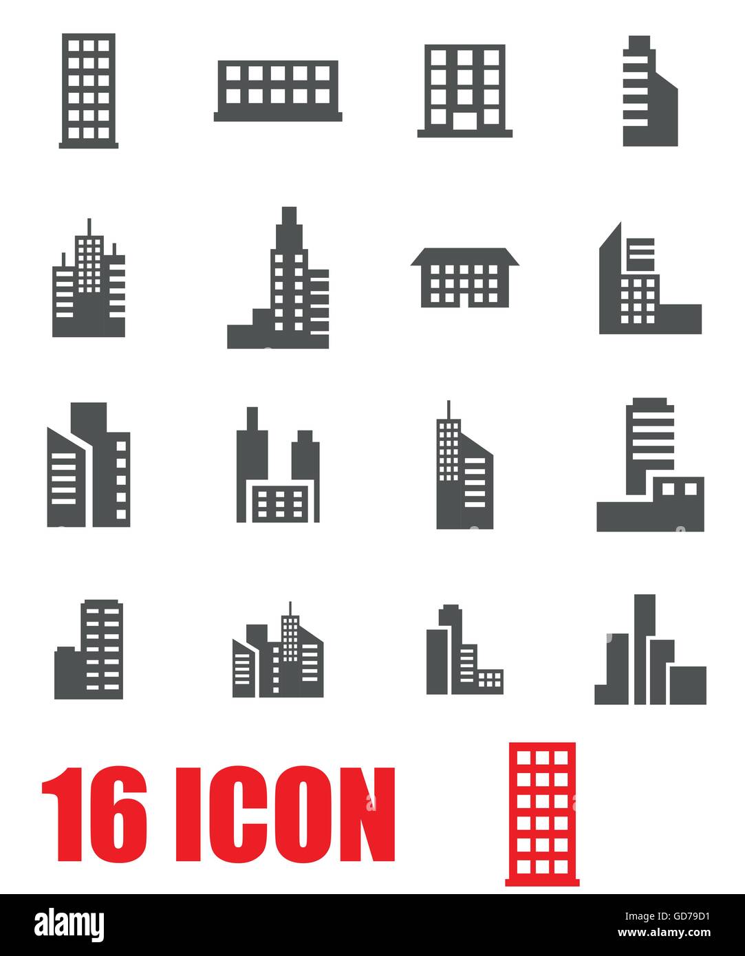Vector grey building icon set Stock Vector Image & Art - Alamy