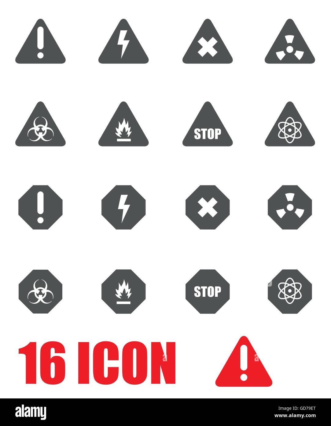 Vector grey danger icon set Stock Vector Image & Art - Alamy