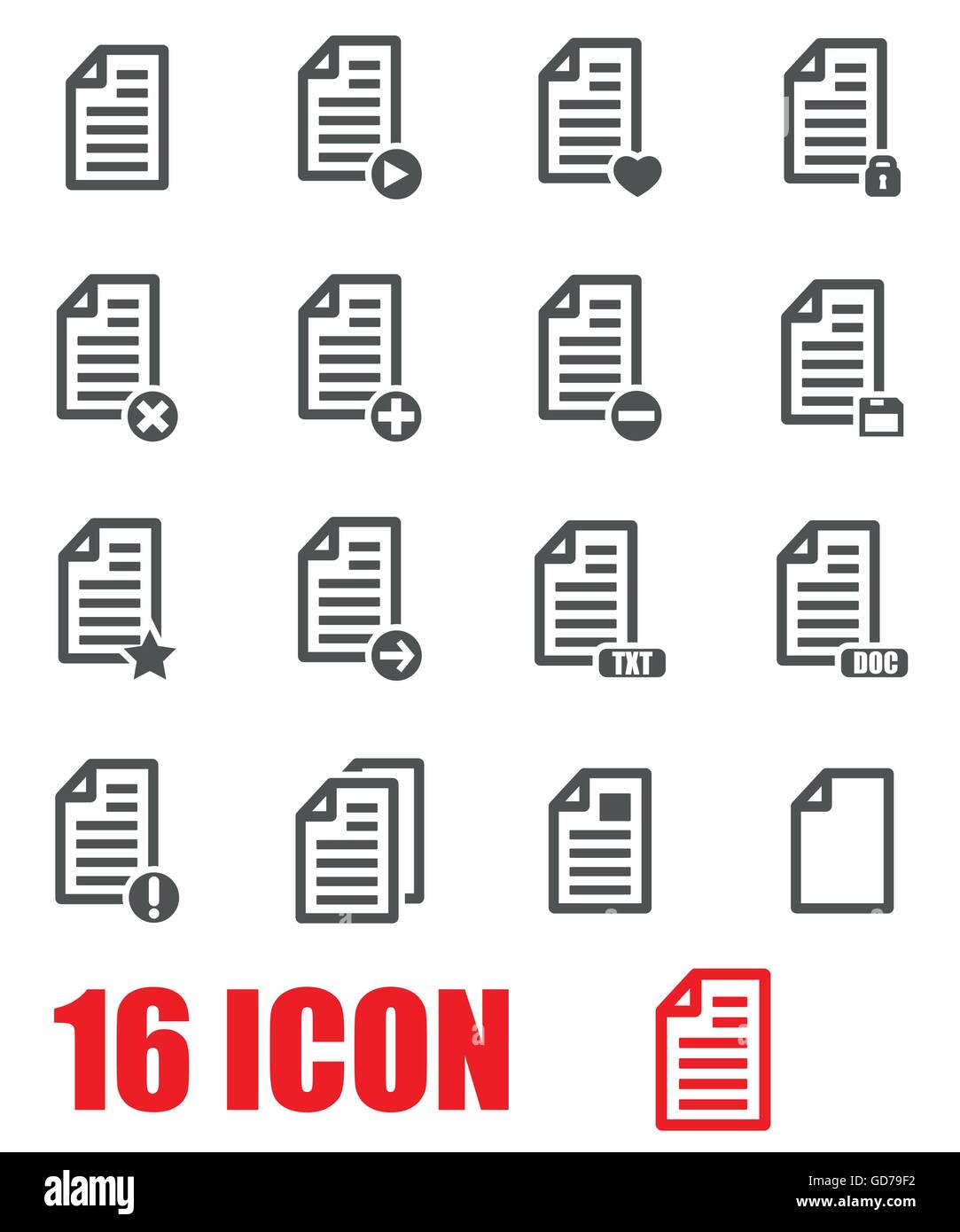 Vector grey documents icon set Stock Vector Image & Art - Alamy