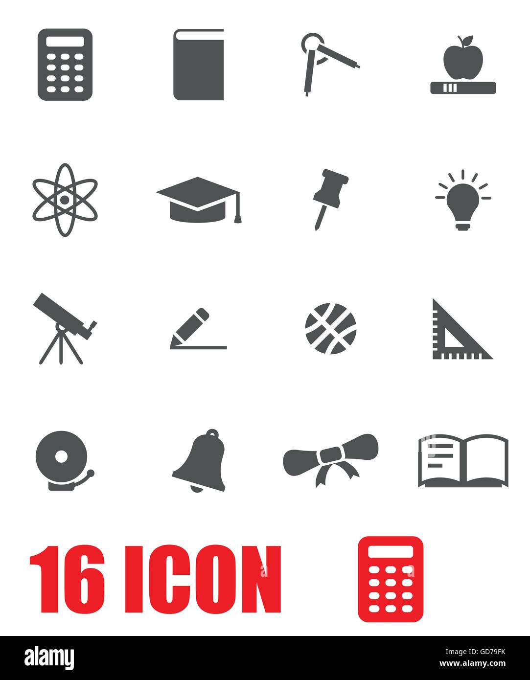 Vector grey education icon set Stock Vector Image & Art - Alamy