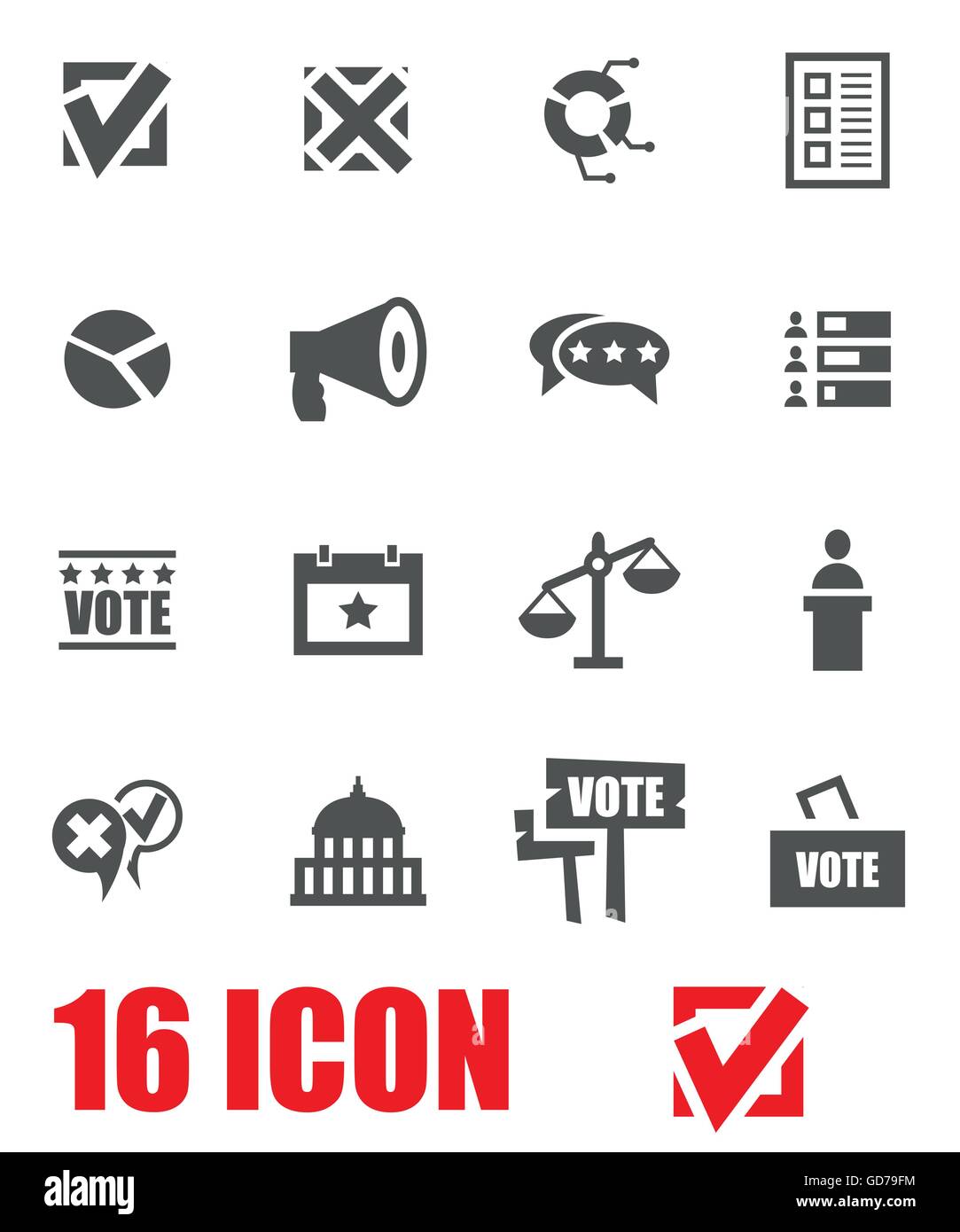 Vector grey election icon set Stock Vector Image & Art - Alamy