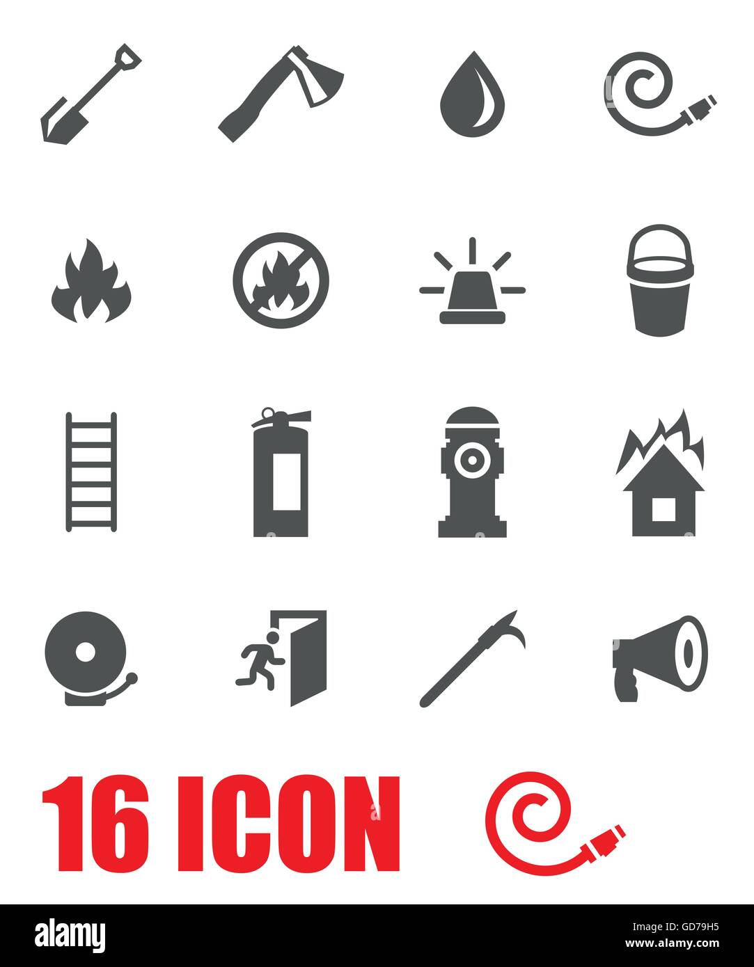 Vector grey firefighter icon set Stock Vector Image & Art - Alamy