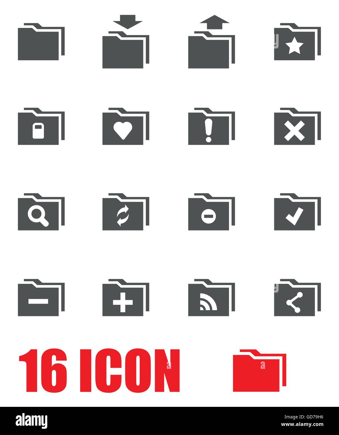 Vector grey folder icon set Stock Vector Image & Art - Alamy