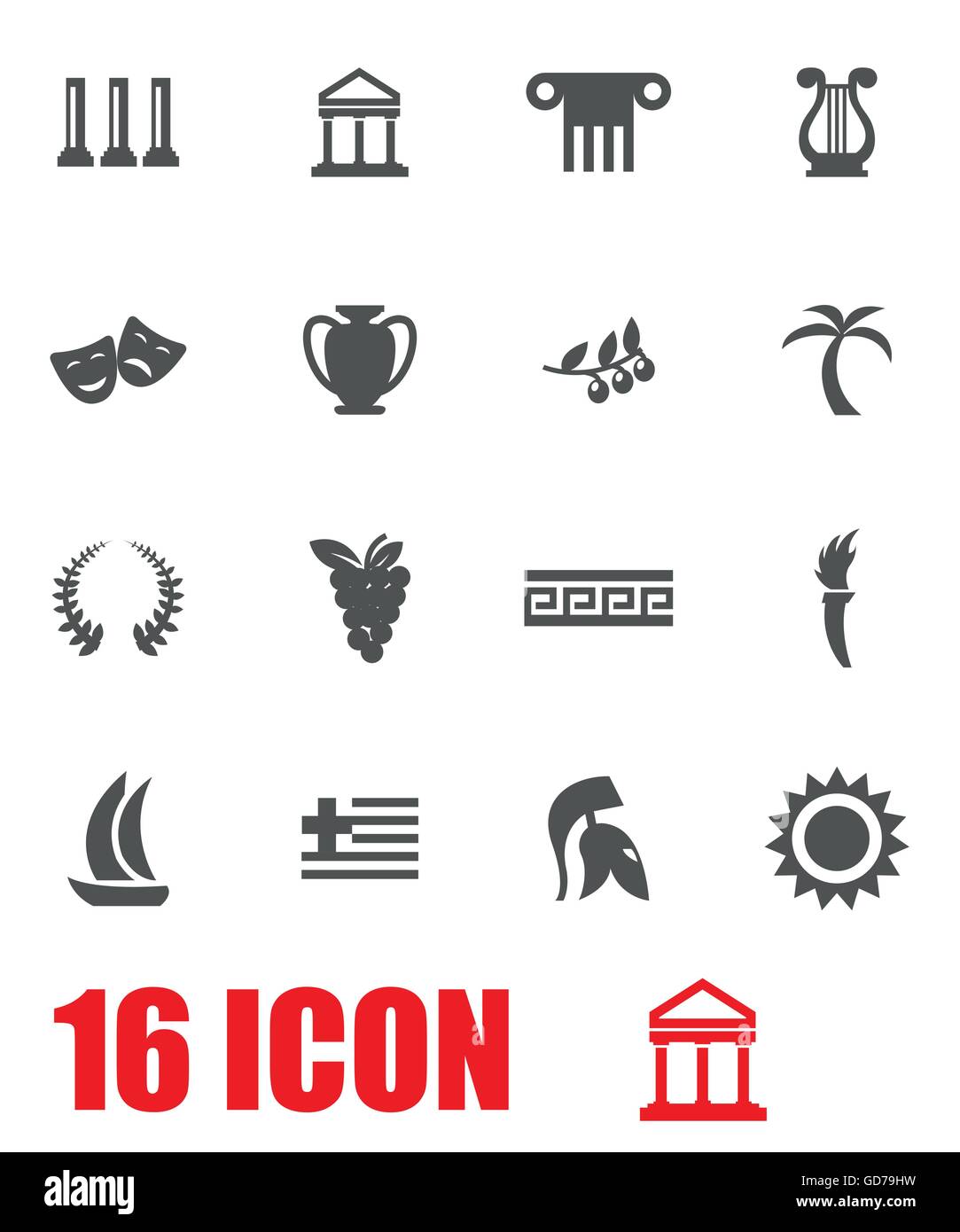 Vector grey greece icon set Stock Vector Image & Art - Alamy