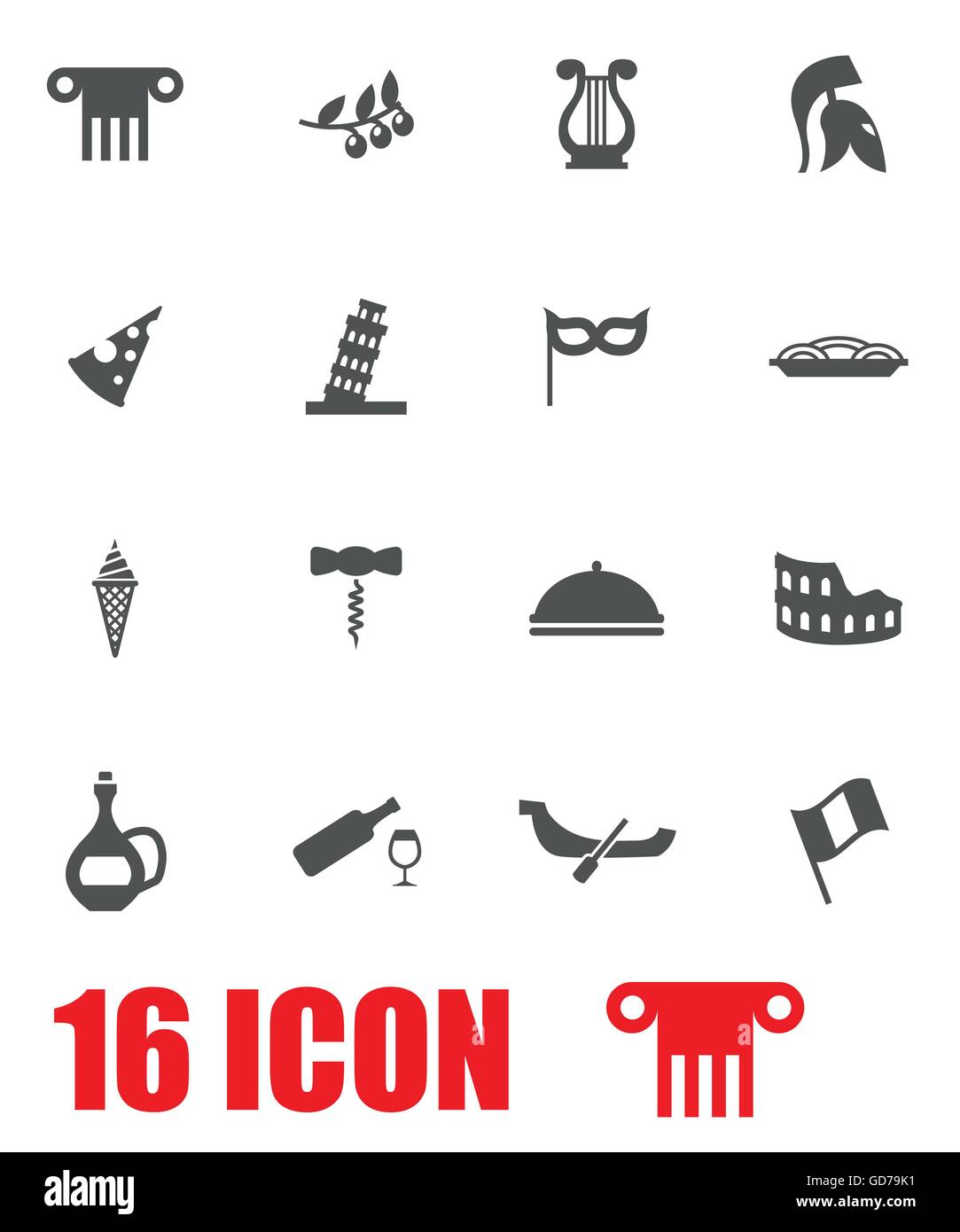 Vector grey italian icon set Stock Vector Image & Art - Alamy