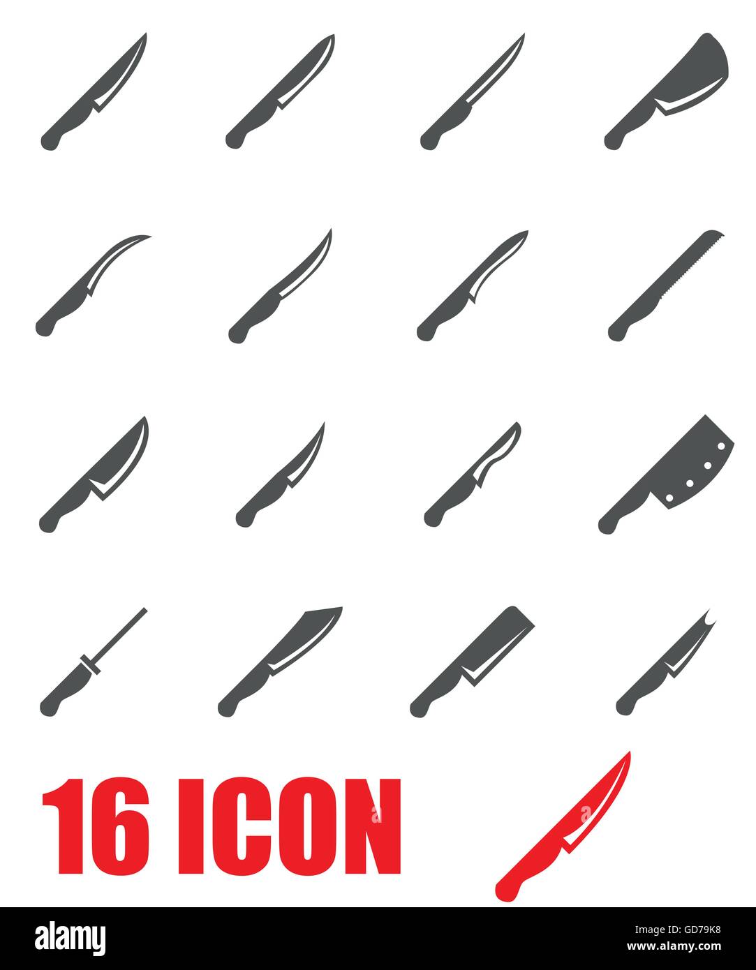 Vector grey kitchen knife icon set Stock Vector Image & Art - Alamy
