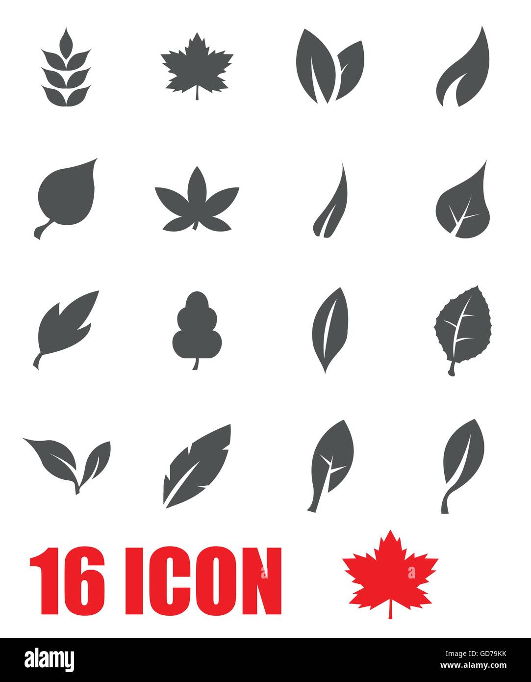Vector grey leaf icon set Stock Vector Image & Art - Alamy