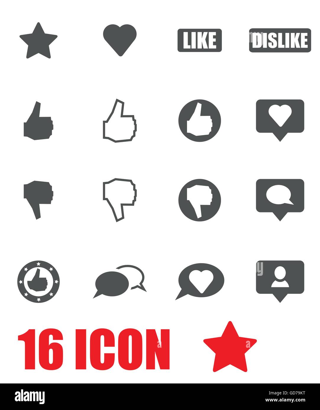 Vector grey like icon set Stock Vector Image & Art - Alamy