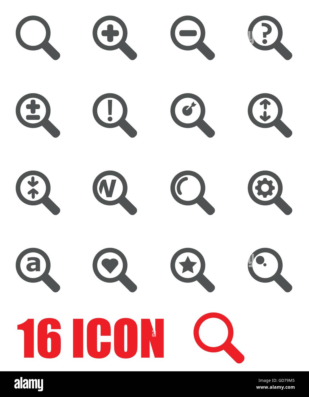Vector grey magnifying glass icon set Stock Vector Image & Art - Alamy
