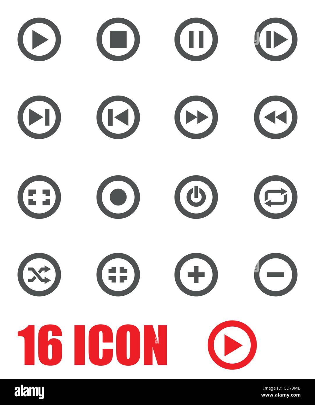 Vector grey media buttons icon set Stock Vector Image & Art - Alamy