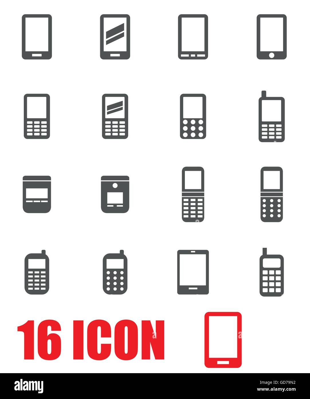 Vector grey mobile phone icon set Stock Vector Image & Art - Alamy
