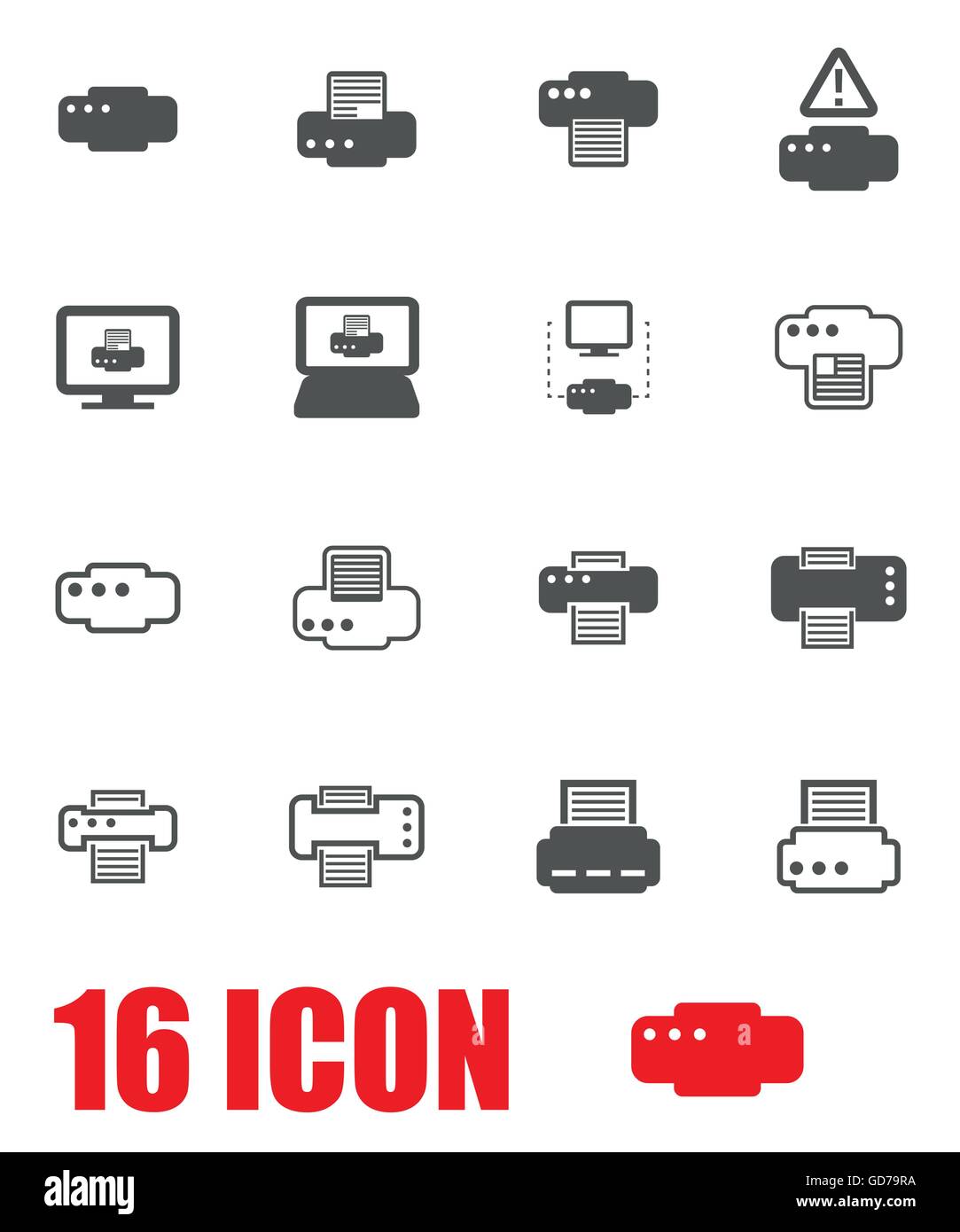 Vector grey printer icon set Stock Vector Image & Art - Alamy