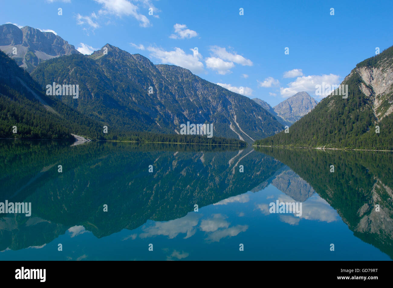 Austria, Plansee, Tirol, Lake Plansee, Seespitz, Ammergau Alps Stock Photo - Alamy