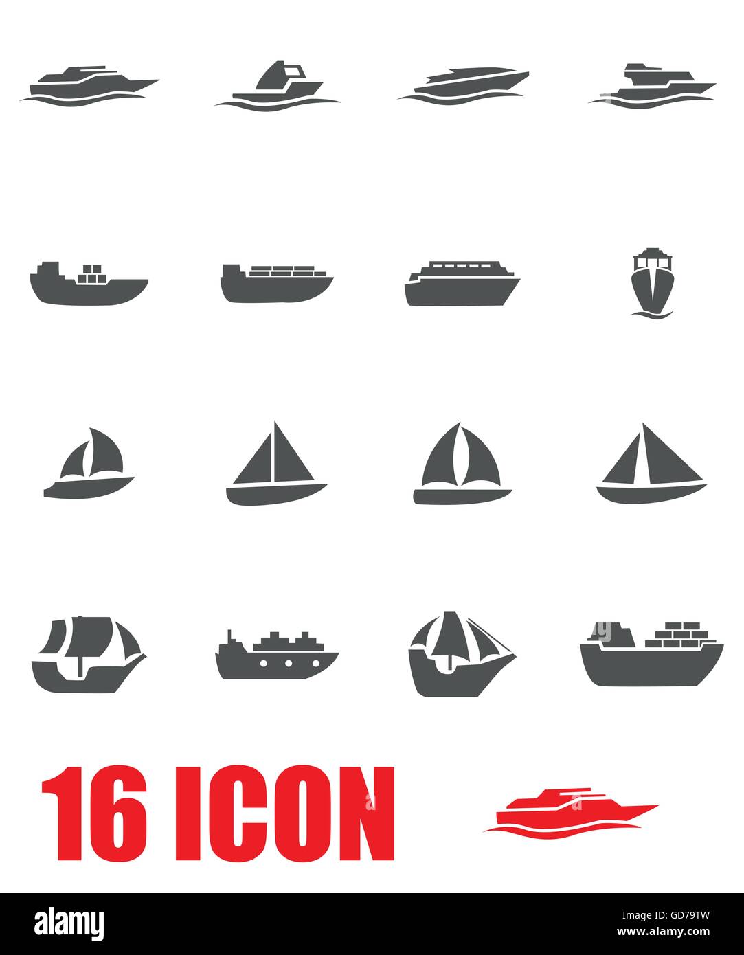 Vector grey ship and boat icon set Stock Vector Image & Art - Alamy