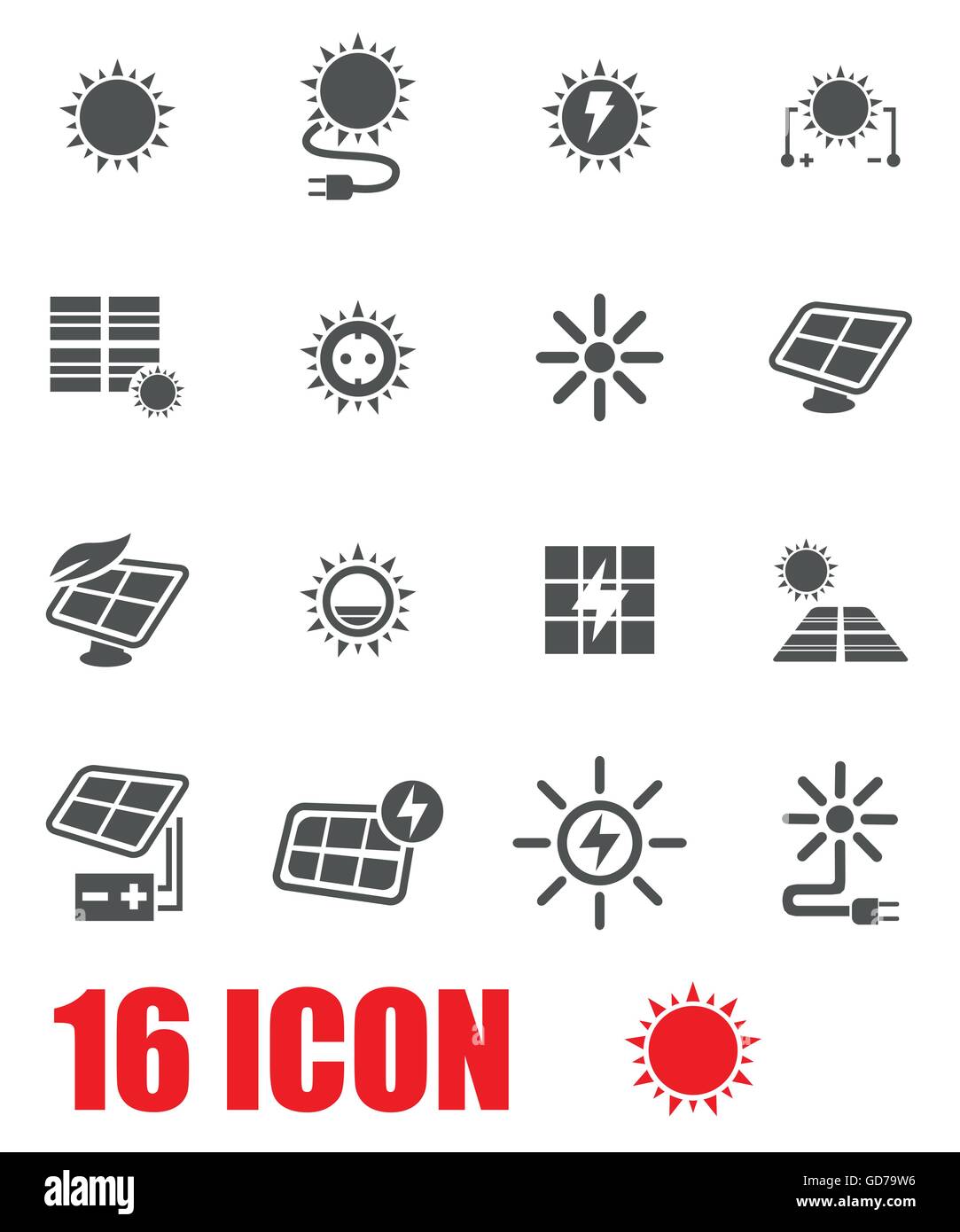 Vector grey solar energy icon set Stock Vector Image & Art - Alamy