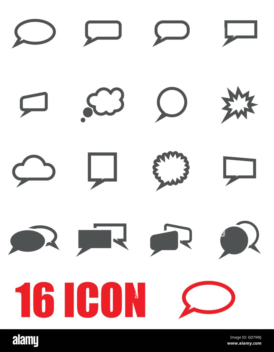 Vector grey speach bubbles icon set Stock Vector Image & Art - Alamy