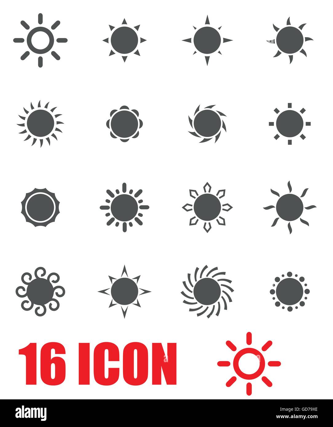Vector grey sun icon set Stock Vector Image & Art - Alamy