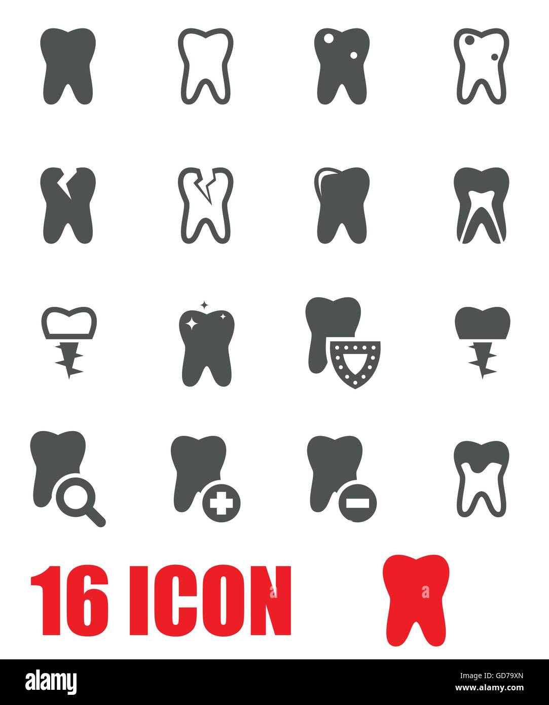 Vector grey teeth icon set Stock Vector Image & Art - Alamy