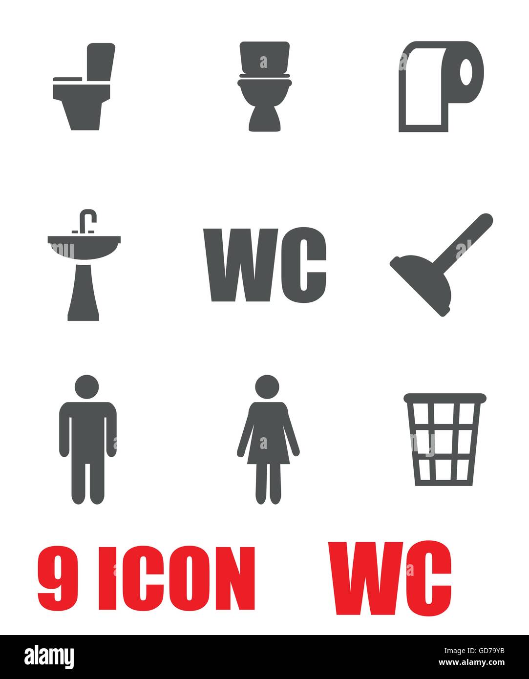 Vector grey toilet icon set Stock Vector Image & Art - Alamy