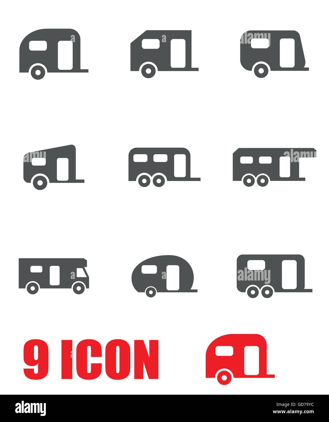 Vector grey trailer icon set Stock Vector Image & Art - Alamy