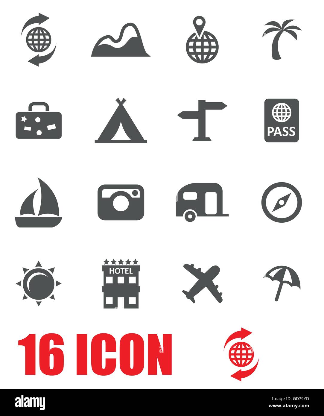 Vector grey travel icon set Stock Vector Image & Art - Alamy