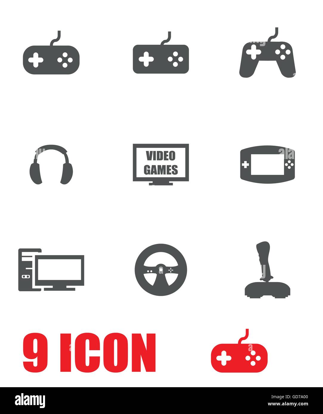 Vector grey video games icon set Stock Vector Image & Art - Alamy